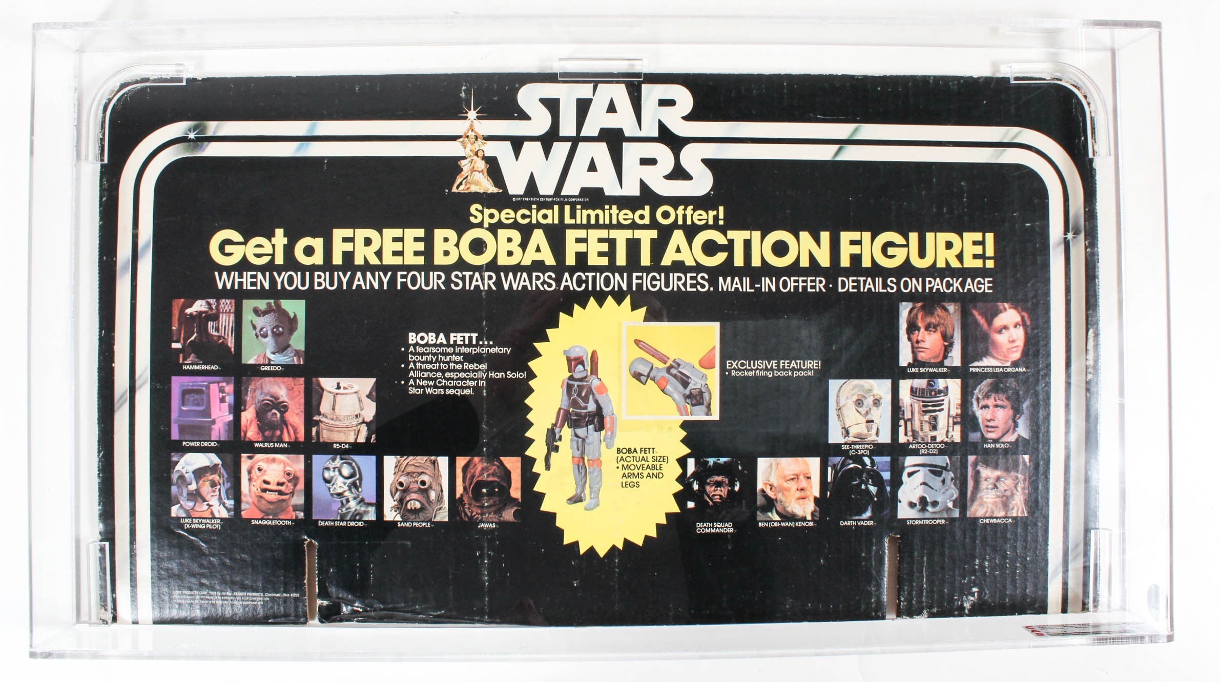 1979 Star Wars 20 Action Figure Bin Header Display (Exposed Rocket)
