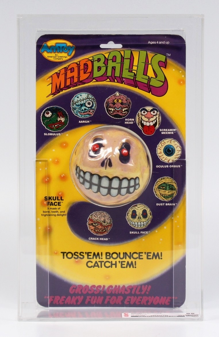 1985 AmToy Madballs Carded Toy - Skull Face