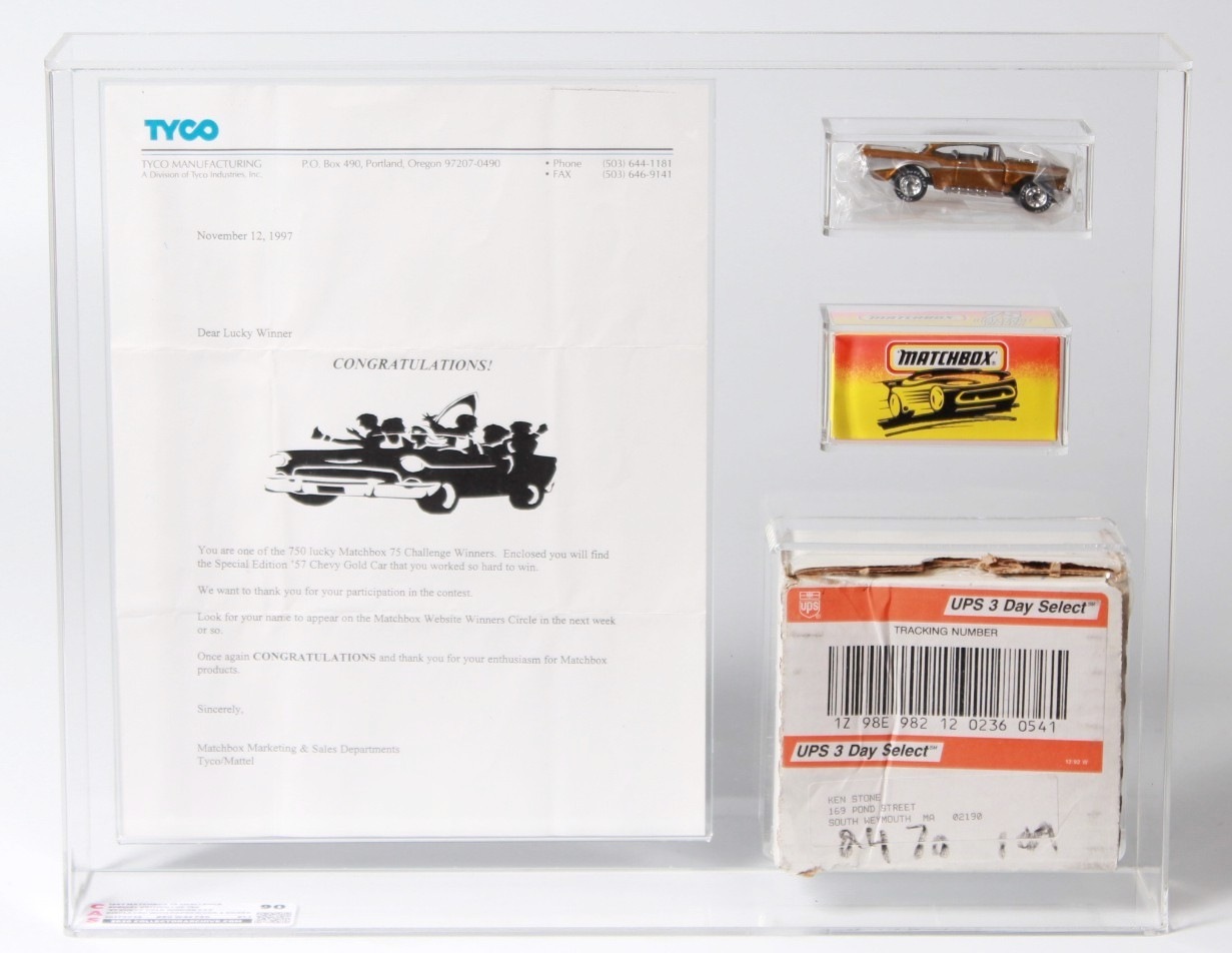 CUSTOM 1997 Matchbox 75 Challenge Special Edition 57 Chevy Gold Car ...