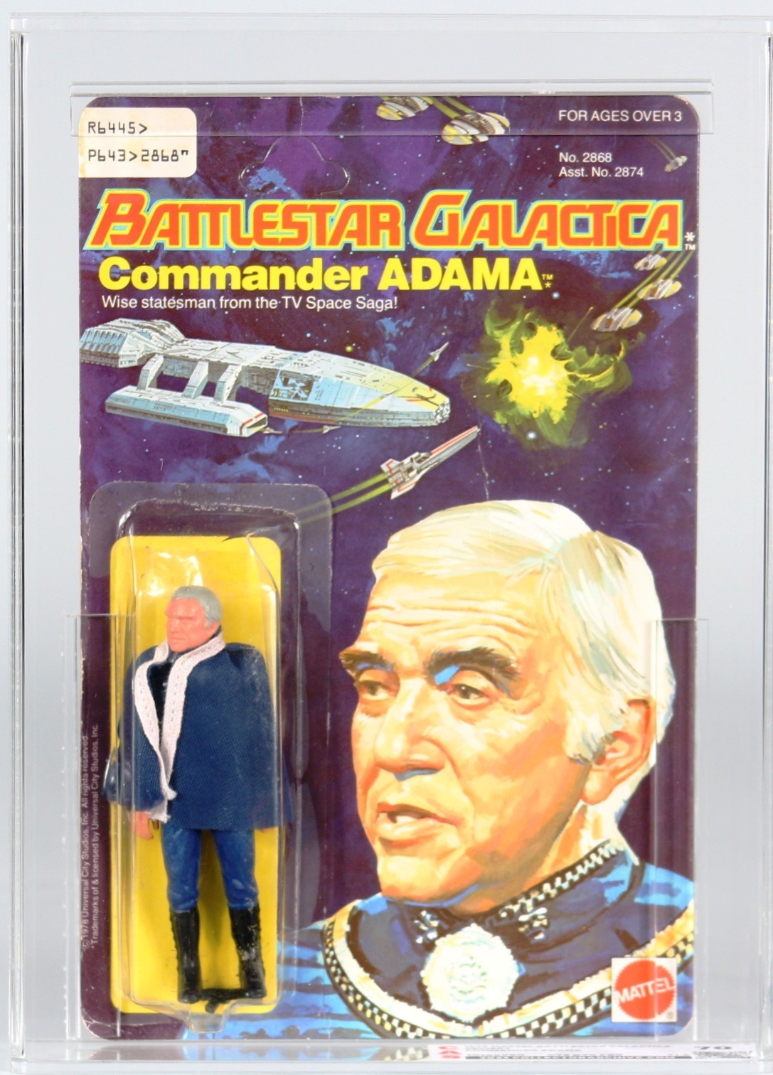 1978 Battlestar Galactica Carded Action Figure - Commander Adama