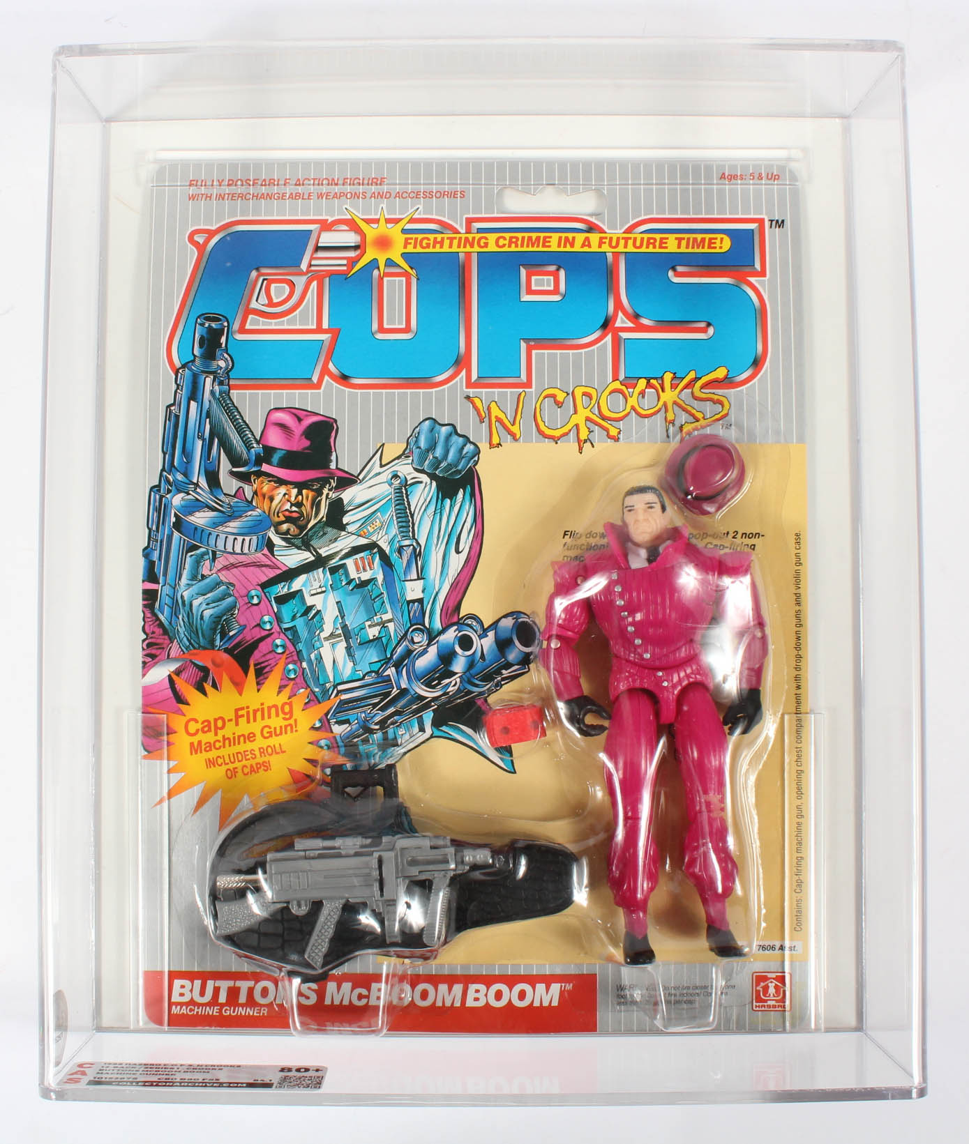 1988 Hasbro C.O.P.S. N Crooks Carded Figure - Buttons McBoom Boom