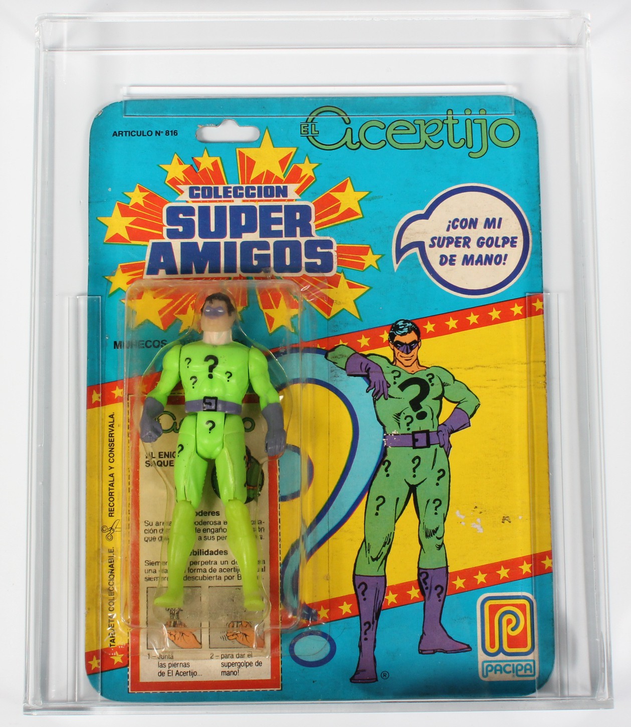1989 Pacipa Super Amigos Carded Figure - The Riddler