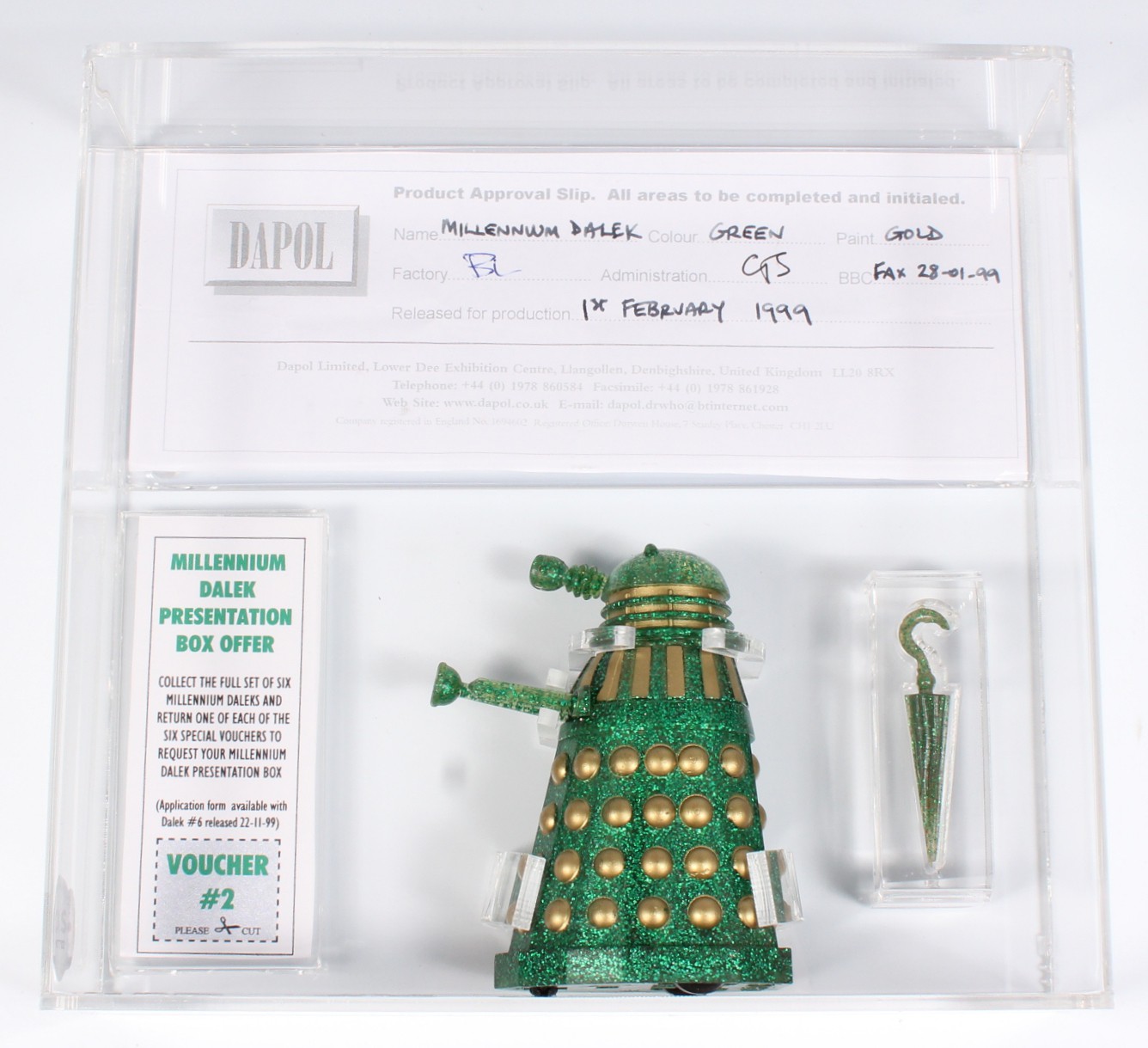 CUSTOM 1999 Dapol Doctor Who Millenium Dalek Prototype - Green #2