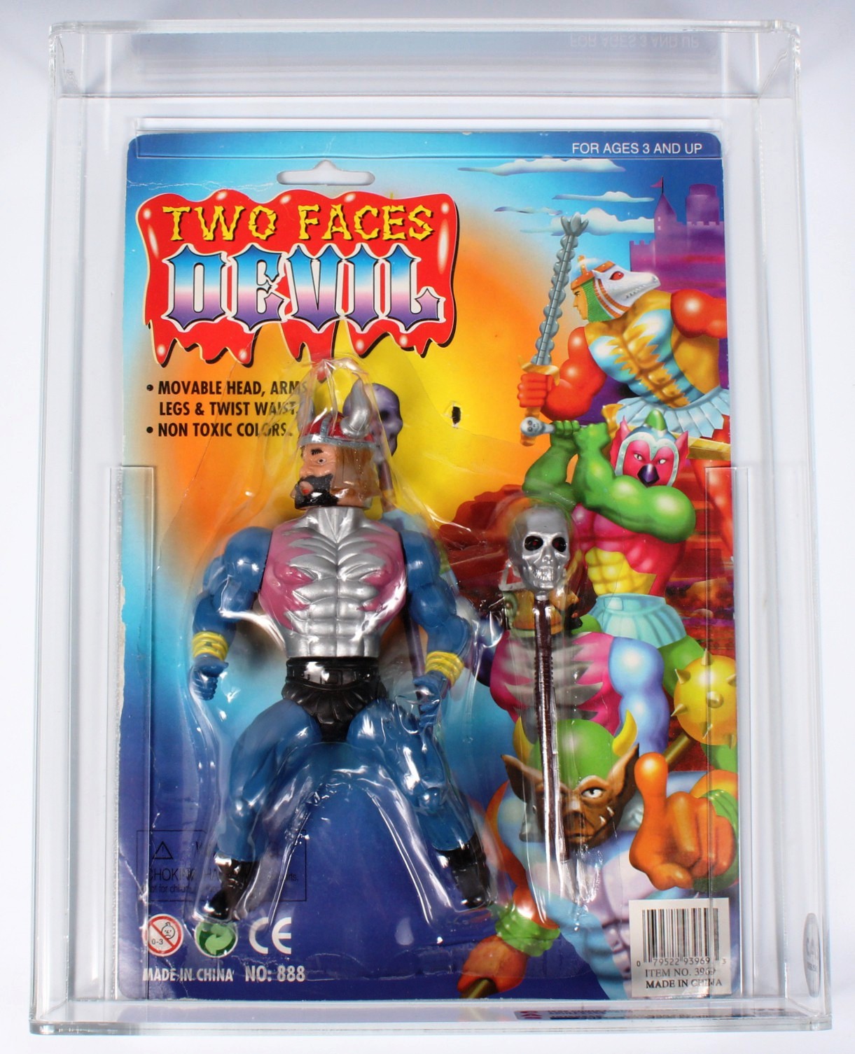 1989 MOTU Bootleg Two Faces Devil Carded Action Figure - Skull Face